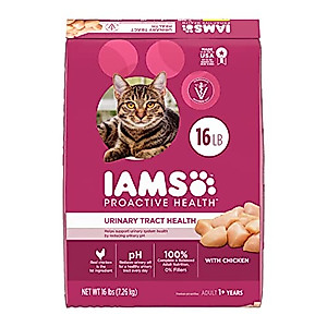 IAMS PROACTIVE HEALTH Adult Urinary Tract Healthy Dry Cat Food with Chicken Cat Kibble, 16 lb. Bag