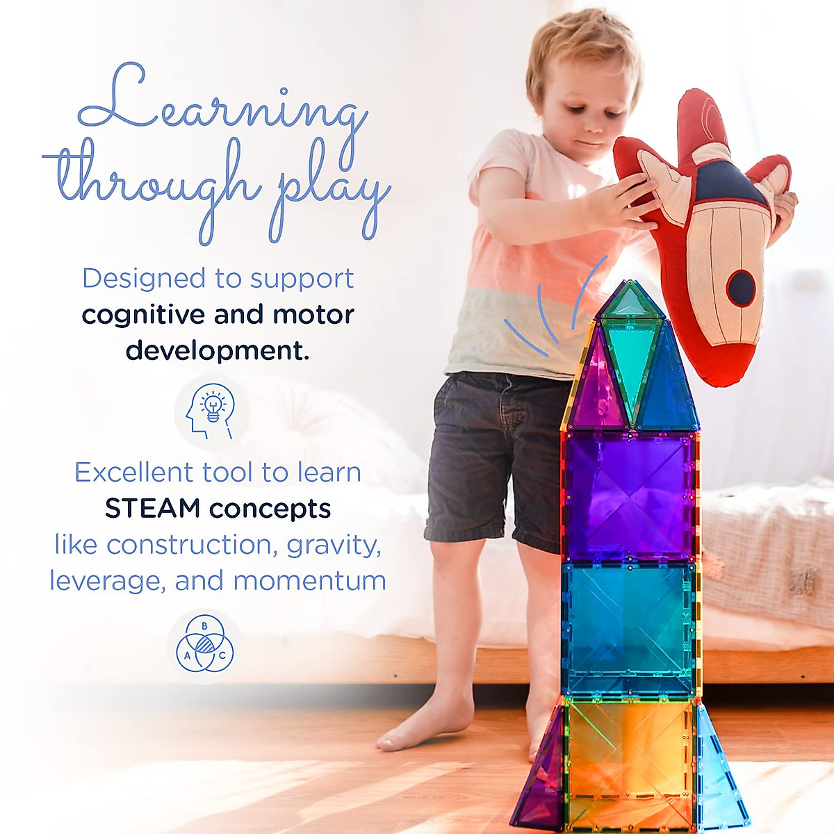 Connetix Tiles 212 Piece Mega Pack, Premium Educational Magnetic Building Set, Features Large Hexagons and Squares, Regular Geometric Tiles, Door and Window Pieces, Fences, 2 Purple Cars, and More