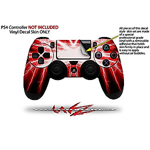 WraptorSkinz Skin Compatible with Sony PS4 Dualshock Controller PlayStation 4 Original Slim and Pro Lightning Red (Controller NOT Included)