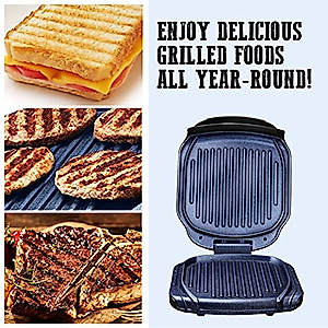 Granitestone Low Fat Multipurpose Sandwich Grill with Nonstick Copper Coating – As Seen on TV, Blue