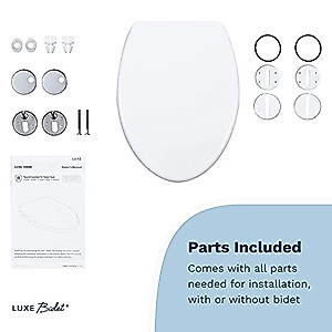 LUXE Bidet Luxe TS1008E Elongated Comfort Fit Toilet Seat with Slow Close, Quick Release Hinges, and Non-Slip Bumpers (White)