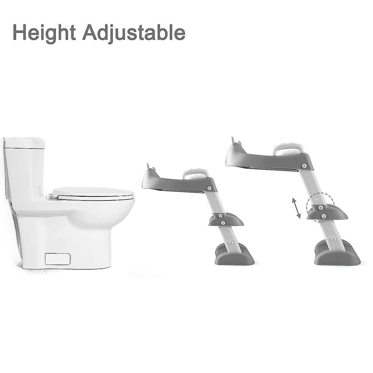 PandaEar Toilet Potty Training Seat with Step Stool Ladder, Comfortable Safe Potty Seat with Anti-Slip Pads Ladder for Kids Boys Girls Toddlers (Grey)