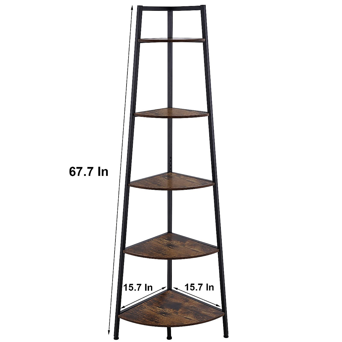 NAIYUFA Industrial Corner Shelf Stand,5 Tier Corner Shelf,Modern Corner Bookshelf Small Bookcase, Rustic Tall Corner Ladder Bookcase Plant Stand for Living Room,Kitchen,Home Office