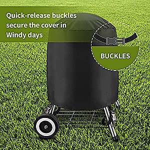 Grill Cover for Weber Round Grill Cover Water Proof Heavy Duty Outdoor Canvas BBQ Grill Cover Dome Smoker Cover (22 inch)