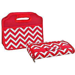 Picnic at Ascot Original Folding Trunk Organizer With Cooler, Red Chevron