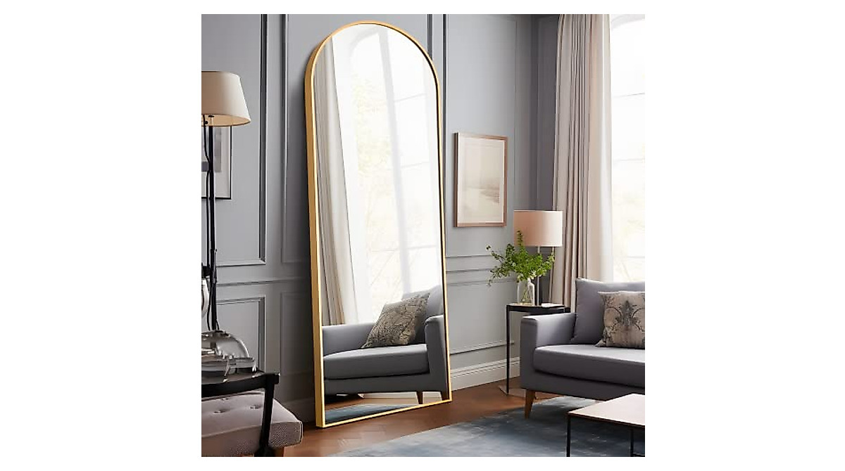 NeuType 65" Arched Full Length Mirror - Gold Floor Mirror
