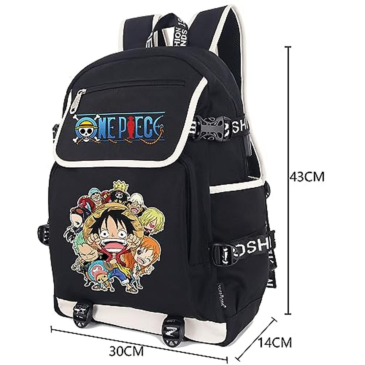 Roffatide Anime One Piece Monkey D. Luffy Laptop Backpack with USB Charging Port Roronoa Zoro Rucksack with Printed Backpack for Men Women Graphic Travel Backpack