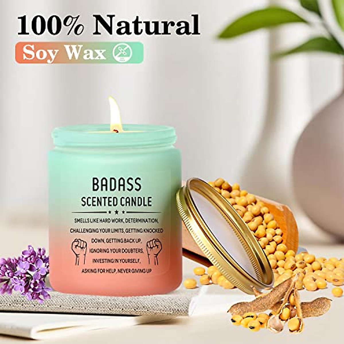 SOGLIM Scented Candles - Inspirational Gifts, Boss Lady Gifts for Women - Congratulation Gifts for Badass Women Men - Encouragement Gifts - Badass Women Gifts, New Job, Promotion, Proud of You Gifts