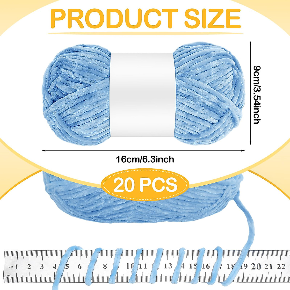 Timgle 20 Skeins Soft Chenille Yarn Thick Plush Yarn Multi Colors Soft Blanket Velvet Yarn for Crocheting and Knitting DIY Craft Total Length 20 x 145 M (20 x 159 Yards, 20 x 100 G)