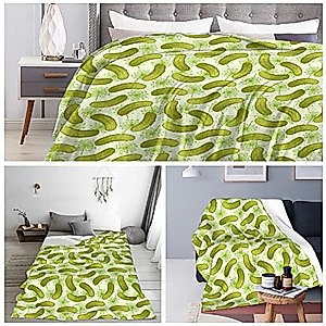 Throw Blanket New Dill Pickles Ultra- Soft Micro Fleece Blanket Throw 50"" x40 Cozy Luxury Bed Blanket for Bed Sofa Couch Living Room Fall Spring Winter Use Throw Blanket for Men Womens BONLOR