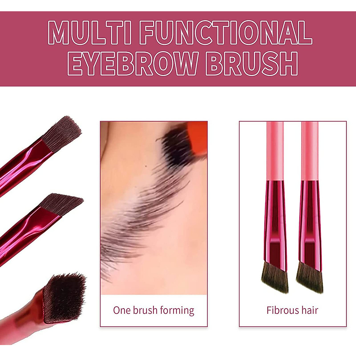 4D Hair Stroke Brow Stamp Brush, Home Eyebrow Care Kit 4D Laminated, 4D Laminated Brow Grooming Kit, Multifunction Ultra-thin Angled Eyebrow Brush with Gel (Light brown)