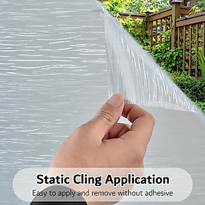 VELIMAX Frosted Window Privacy Film Non Adhesive Window Cling Removable Glass Covering Clear Water Opaque Window Film for Home Anti UV 17.7x78.7 inches
