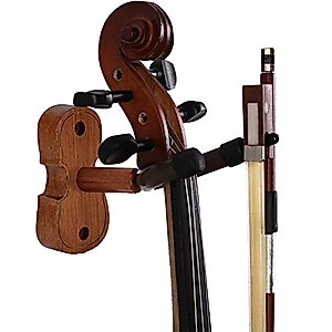 Violin Wall Mount Violin Hanger with Bow Hook Home & Studio Rosewood Violin/Viola Stand (Rosewood MA-R5)2