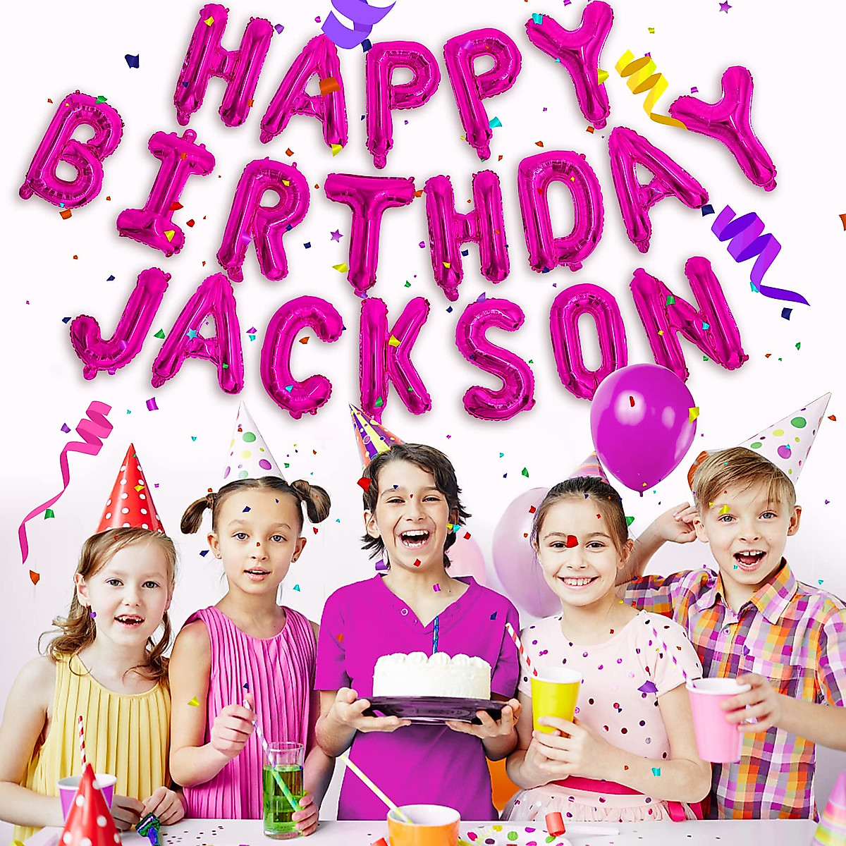 Personalized Name Happy Birthday Banner - Happy Birthday Balloon Letters Balloons 2 Sets A- Z 16'' Mylar Foil Birthday Party Decorations for Kids, Women, Men, Black