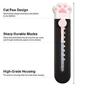 Leven Cute Retractable Box Cutters, 3 Utility Knife, Sharp Cartons Cardboard Cutter Razor Knife for Christmas, Smooth Mechanism Perfect for Office and Home Use