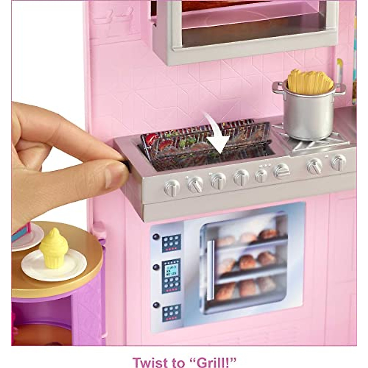 Barbie Cook ‘n Grill Restaurant Playset with 30+ Pieces & 6 Play Areas Including Kitchen, Pizza Oven, Grill & Dining Booth, Gift for 3 to 7 Year Olds