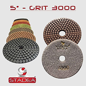 STADEA Grit 50 (2 Pieces) 5" Diamond Polishing Pads for Granite Marble Concrete Stone polishing Wet Grinder