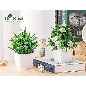 Der Rose 4 Packs Small Fake Plants Mini Artificial Faux Plants in Pots for Home Office Bedroom Living Room Decor