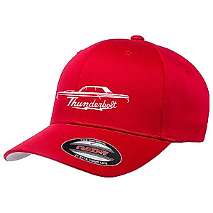 1964 Ford Fairlane Thunderbolt Outline Design Flexfit Trucker Mesh Fitted Cap red