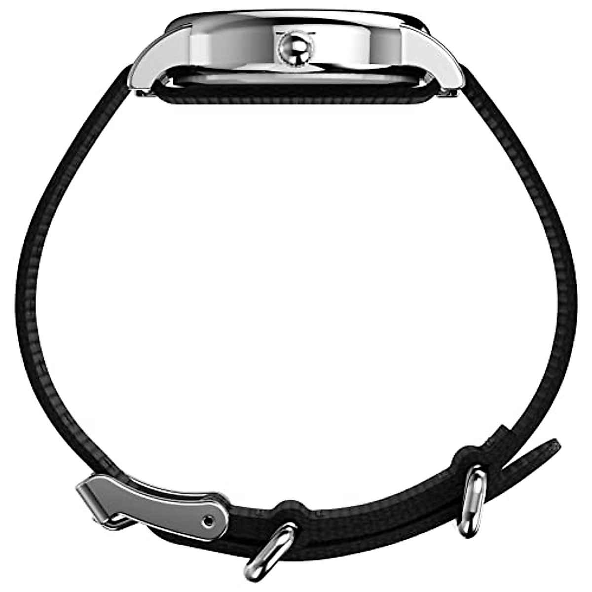 Timex Women's Weekender 31mm Watch – Silver-Tone Case White Dial with Black Fabric Strap