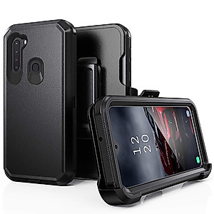 TASHHAR Phone Case for Samsung Galaxy A21 Phone, Heavy Duty Hard Shockproof Armor Protector Case Cover with Belt Clip Holster for Samsung A21 (Black)