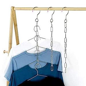 Closet Organizers Hangers, Stainless Steel Space Saving Clothes Hanger Organizer, 3 Pack Magic Metal Vertical Hangers with 10 Slot, T Shirt Organizer for Wardrobe, Multiple Hangers in One