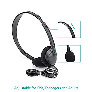 QWERDF 24 Packs Headphones Bulk for Kids Classrooms Set School Students Class Wired On-Ear Over-Ear Earphones Individually Bagged