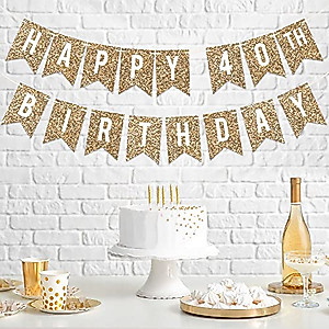 Pre-Strung Happy 40th Birthday Banner - NO DIY - Gold Glitter 40th Birthday Party Banner - Pre-Strung Garland on 6 ft Strands - Gold Birthday Party Decorations & Decor. Did we mention no DIY?