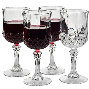 Home-X - Elegant Unbreakable Hard Plastic Crystal Goblets | Ideal For Wine & Champagne | Perfect Stem Glass For Parties, Weddings, Outdoor Events, BBQ and Picnics