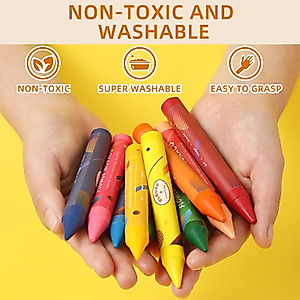 Lebze Jumbo Crayons for Toddlers, 16 Colors Non Toxic Crayons, Easy to Hold Large Crayons for Kids, Safe for Babies and Children Flower Monaco