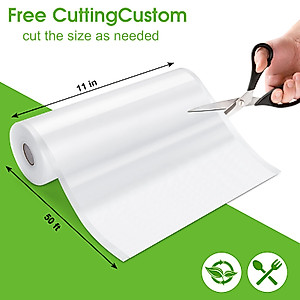 CUCUPAPA Vacuum Food Sealer Rolls Bags, 2 Packs 11 in x 50ft Storage Bags, BPA Free, Durable Commercial Customized Size Food Bags for Food Storage and Sous Vide Cooking (11''x50'(2 Pack))