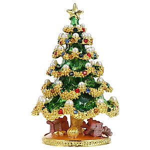 VOSAREA Christmas Tree Ring Holder Christmas Tree Figurine 1pc Christmas Tree Jewelry Box Miss Crafts Accessories Tin Alloy Tabletop Christmas Tree Christmas Tree Table Decor