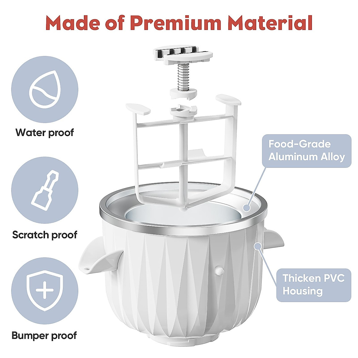 Coolcook Ice Cream Attachment for Kitchenaid, Compatible with 4.5 Qt and Larger Mixer, Replacement for Kitchenaid Ice Cream Maker 2-Quart for Sorbet, Gelato, Frozen Yogurt