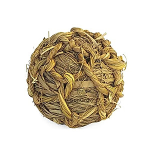 SunGrow Seagrass Balls for Rabbit, for Pet’s Gums & Teeth, Chewable Teething Activity Toy for Gerbils, Guinea Pig, Dwarf Bunny, 1 Pc