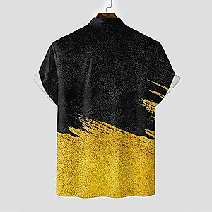 Men Summer Fashion Top Shirt Seaside Leisure Beach Printed Shirt Elegant Button Top Blouse Casual Top Yellow