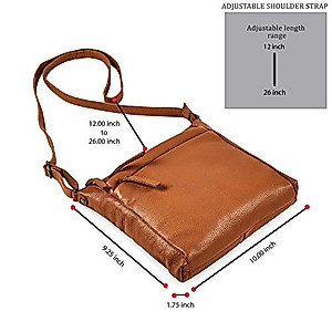 Cochoa Small Soft Pebbled Real Leather Women Crossbody Handbags & Purses - Triple Zip Premium Sling Crossover Shoulder Bag (Cognac Nappa)