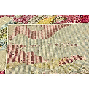 Unique Loom Estrella Collection Light Colors, Abstract, Modern, Vibrant Area Rug, 3 ft 3 in x 5 ft 3 in, Pink/Ivory