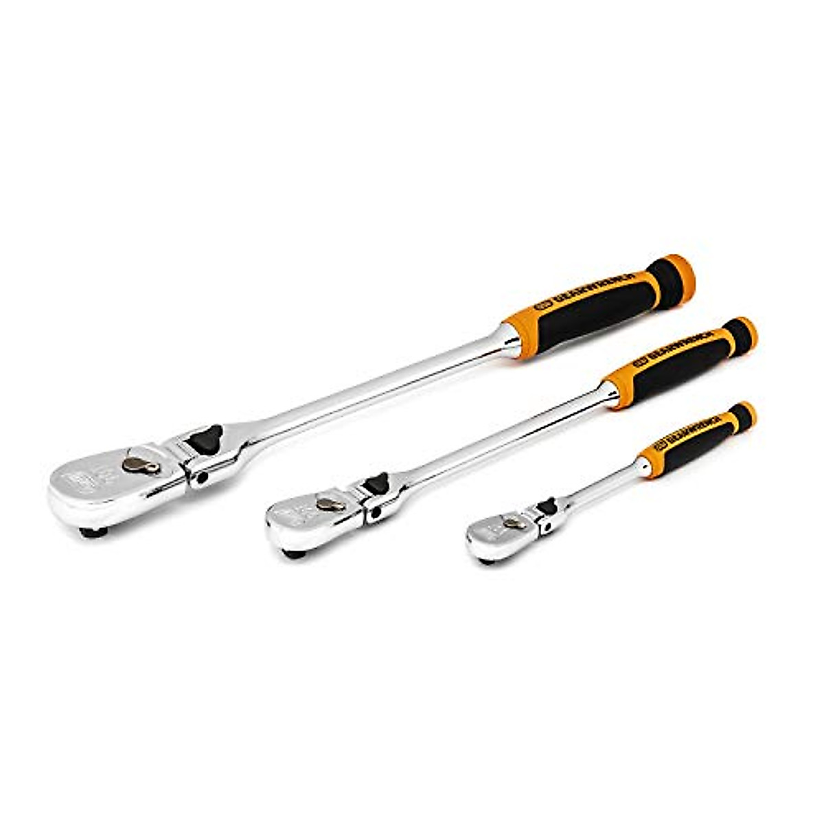 GEARWRENCH 3 Pc. 1/4", 3/8" & 1/2" Drive 90 Tooth Dual Material Locking Flex Head Ratchet Set - 81298T, Multi, One Size