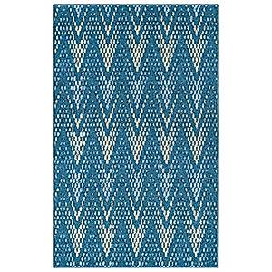 SUPERIOR Indoor Large Area Rug with Jute Backing, Trendy Modern Design, Perfect for Living Room, Kitchen, Bedroom, Office, Hardwood Floors, Dorm, Entry Room, Arete Collection, 5' x 8', Blue