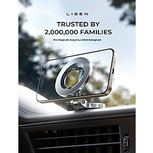 LISEN for MagSafe Car Mount, [24 Strong Magnet] 360° Rotation Magnetic Phone Holder for Car, iPhone Car Holder Mount Dash Phone Mount Car Fit for iPhone 15 14 13 12 Pro Max Plus Mini MagSafe Cases