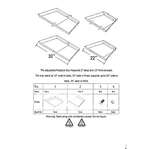 Rundetian Expandable Fireplace Tray, Galvanized Steel Adjustable Ember Holder Fireplace Pan for Collecting Ash, Silver Color(Fireplace Log Grate Not Included) FT2232