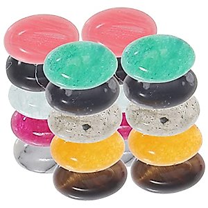 Gemstone Beads 20pcs Oblate Handmade Jewelry DIY Crafts Round Crystal Beads Oval Gemstone Crystal for Jewelry Making Jade Stone DIY Flat Gemstones DIY Charms Natural