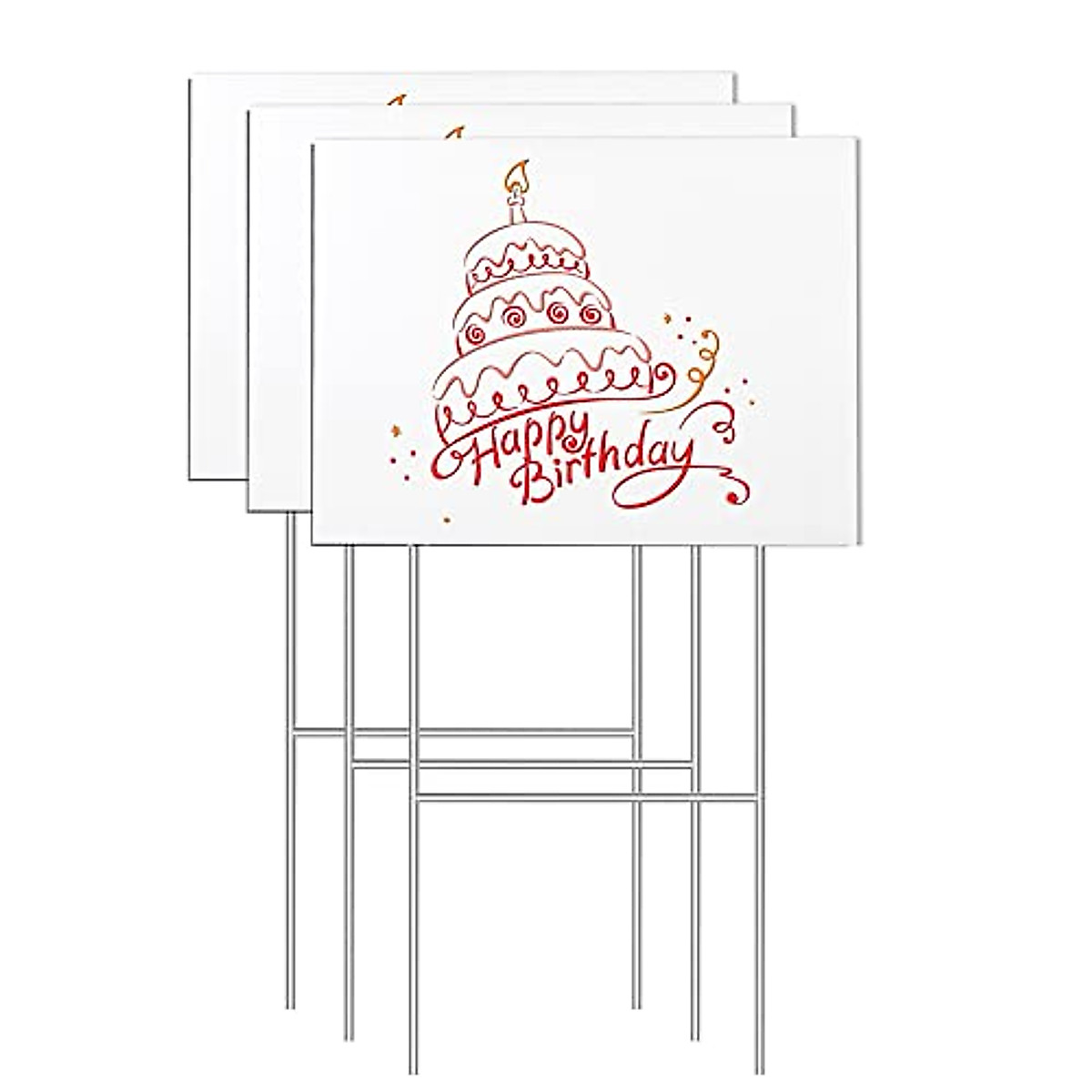 Kichwit 3 Pack Blank Yard Signs with Stakes, 17 x 12 Inches, White Plastic Yard Lawn Sign for Indoor or Outdoor Use