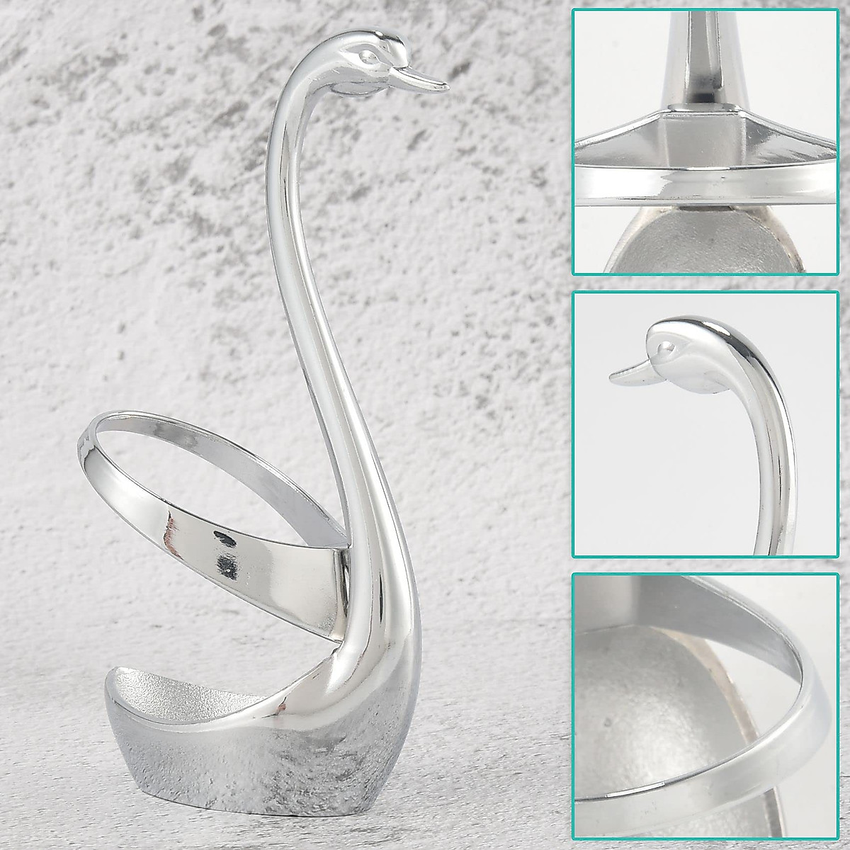 Limnyves Steel Fork & Spoon Holder, Decoration Tableware Set Kitchen Tools Swan Holder Cutlery Holder,Best Gift for Valentine's Day/Wedding, Silver