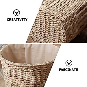 Zerodeko Woven Baskets Rattan Trash Can Wicker Waste Basket Woven Wastebasket Rustic Farmhouse Laundry Storage Basket Bin for Living Room Bedroom Bohemian Decor Beige Wicker Hamper