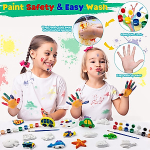 Tigerhu Arts and Crafts for Kids,27 Painting Figurines, 2 x 8 Colors of Paint, 4 Pens Paint Brush, 1 Palette, 2 Magnets and 27 Stickers, Painting Kit DIY Toys Kids Gifts for Ages 4, 5, 6, 7, 8