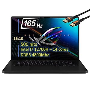 Asus 2022 ROG Zephyrus 16'' FHD 165Hz Gaming Laptop-Intel Core i7-12700H (Beat i9-11900H), NVIDIA GeForce RTX 3060 (TGP 120W) - with HDMI (40GB DDR5 RAM|2TB PCIe SSD)