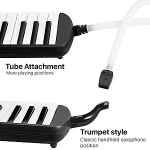 Flexzion Melodica Instrument 37 Keys Air Keyboard Piano for Kids and Adults, Beginner-Friendly Blow Keyboard Wind Instrument, Portable Keyboard Harmonium Instrument (Black)