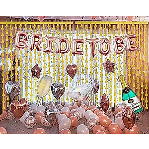 Bachelorette Party Decorations 2 Pack Gold Fringe Curtains Bridal Shower Decorations Wedding Decor Party Rose Gold Backgrounds (2 Pack 3.2 x 6.6 ft) (Gold)