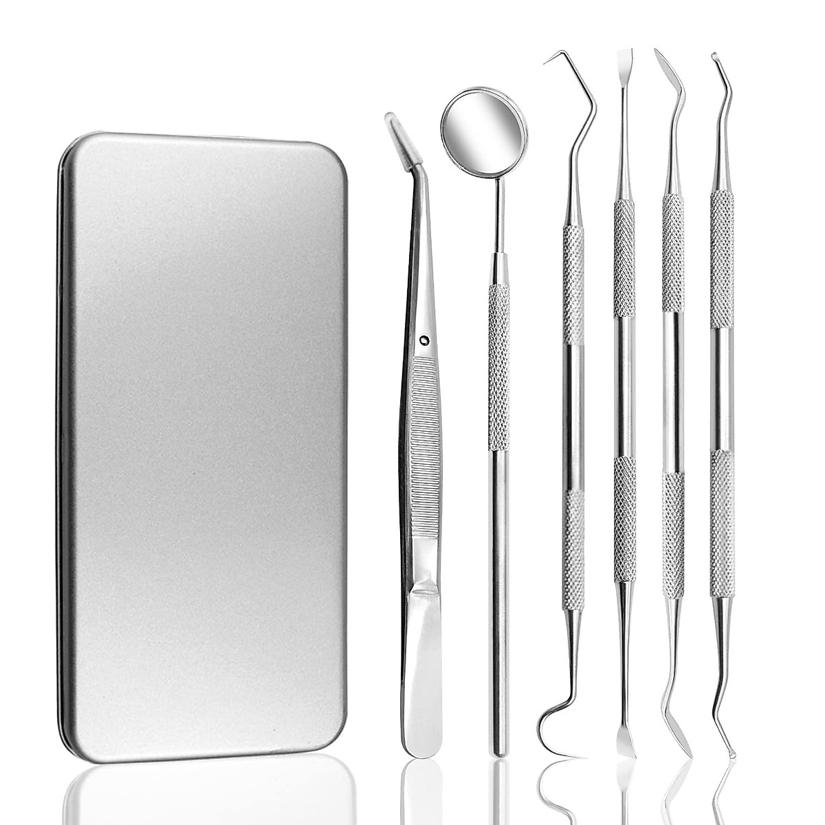 Plaque Remover for Teeth Portable Dental Tools Stainless Steel Dental Picks for Teeth Cleaning Oral Care for Adults Kids and Pets Tartar Remover for Teeth with Case for Daily Use